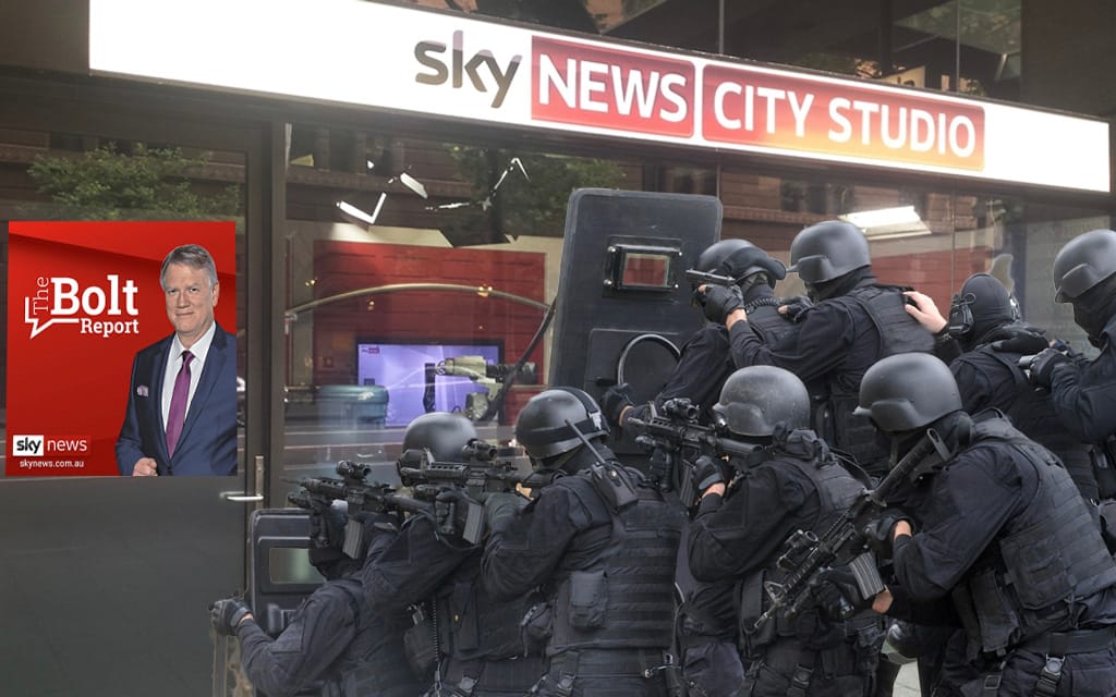 AFP Hold Their Position Outside Sky News HQ As Federal Parliament ...