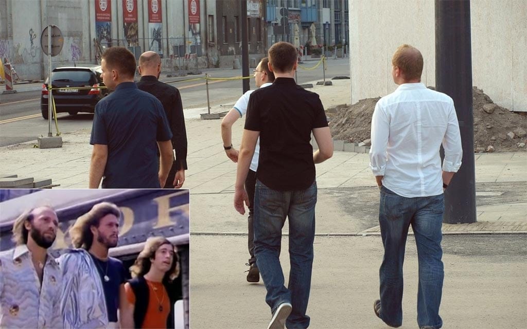 Band Of Friends Use Up Entire Footpath Walking Three Abreast Like They're The Fucking Bee Gees ...